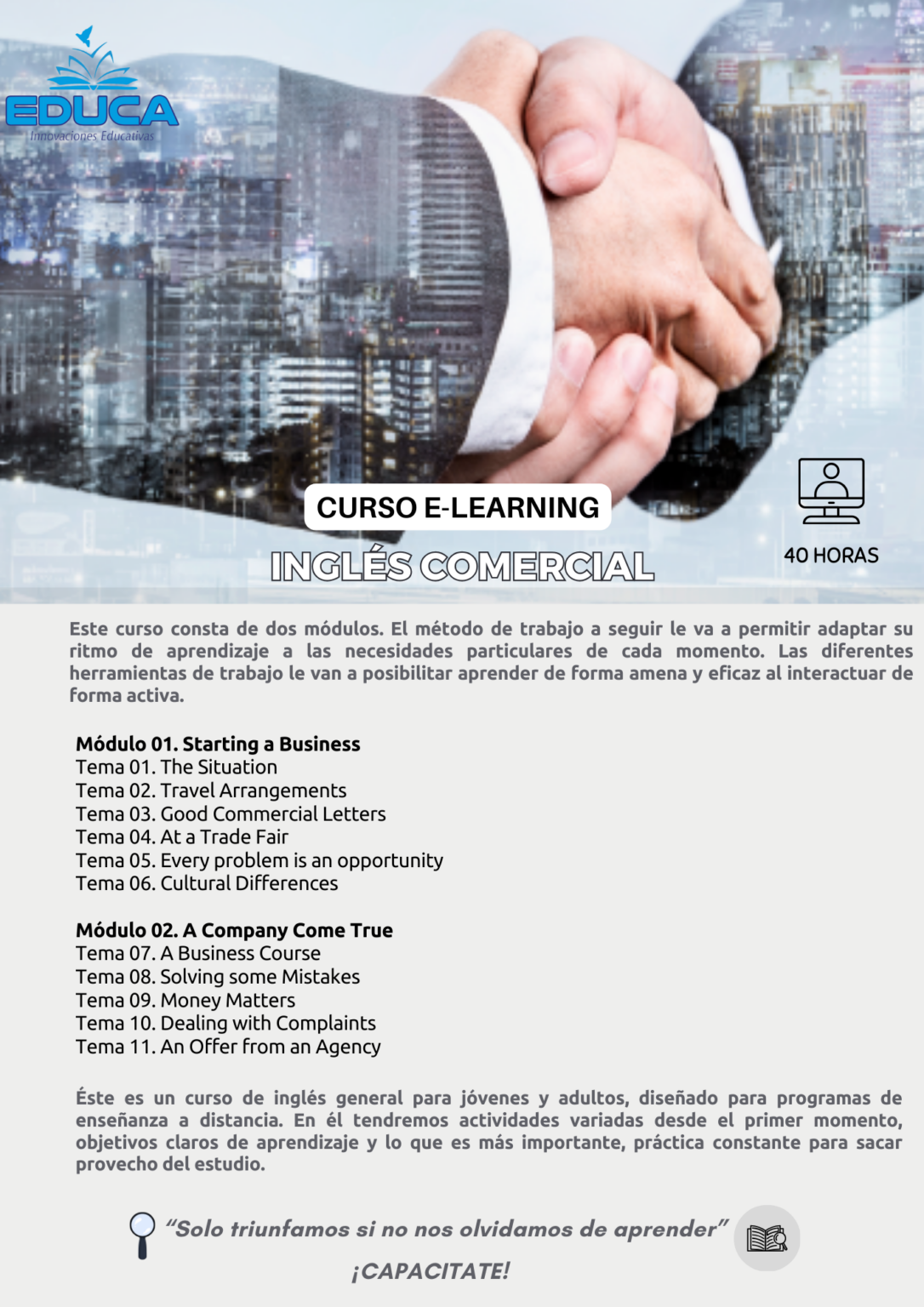 Curso E-Learning Inglés Comercial – Educa